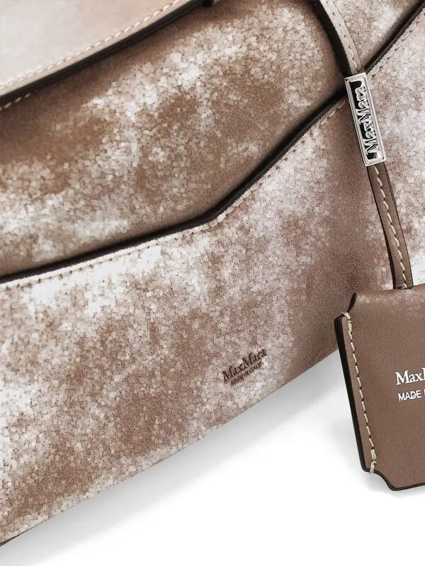 Max Mara Suede Leather Crossbody Bag With Logo Charm