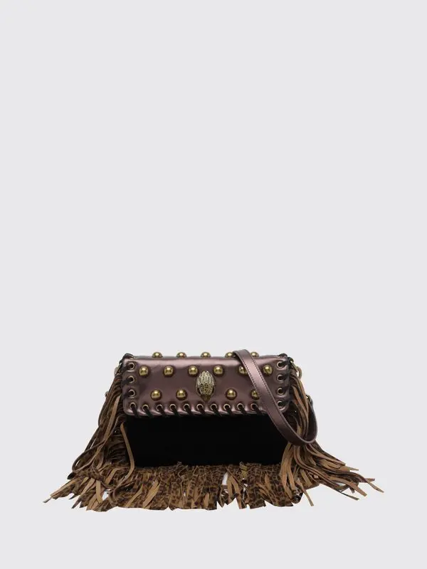 Kurt Geiger Oxford Animal Print Leather Mini Shoulder Bag With Studs And Fringes
