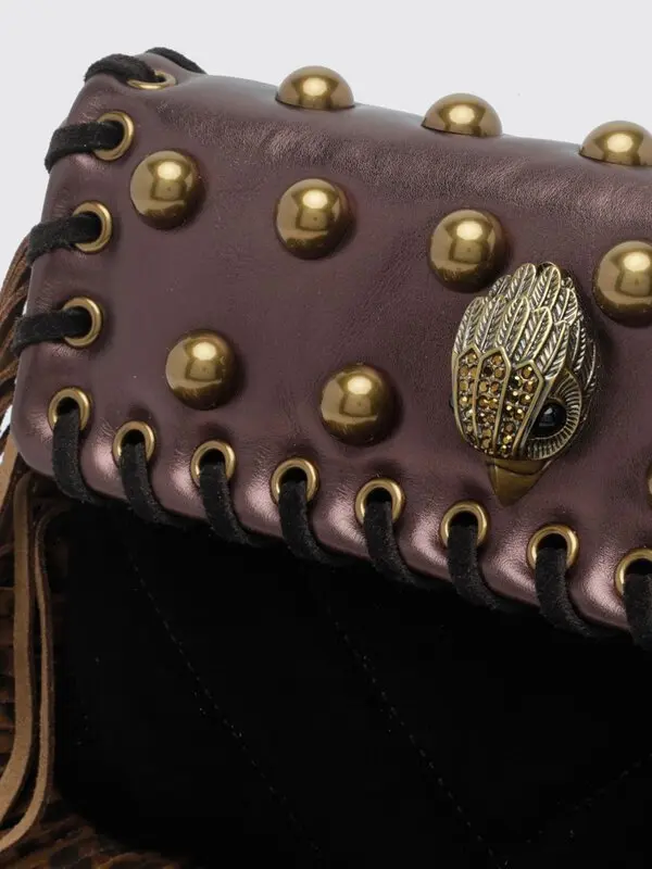 Kurt Geiger Oxford Animal Print Leather Mini Shoulder Bag With Studs And Fringes
