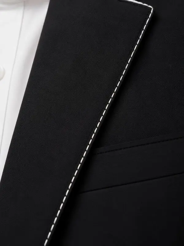 Philipp Plein Single-breasted Virgin Wool Blazer With Contrast Piping