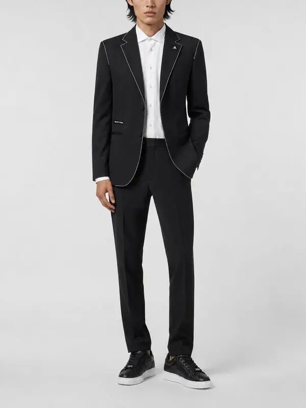 Philipp Plein Pleated Wool Blend Tailored Chino Pants