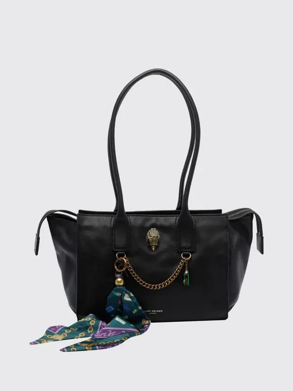 Kurt Geiger Sloane Flared Leather Double Handle Shoulder Bag - Black