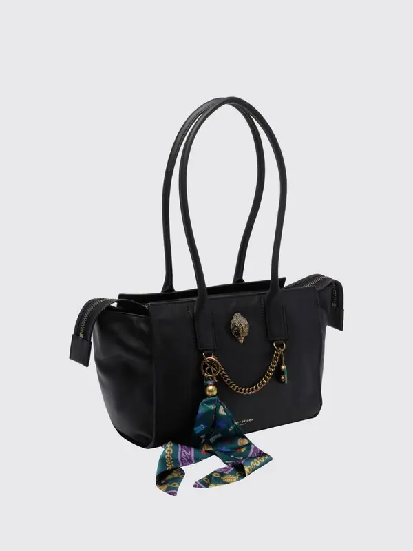 Kurt Geiger Sloane Flared Leather Double Handle Shoulder Bag - Black