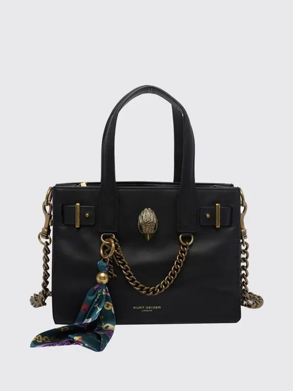 Kurt Geiger Sloane Embroidered Logo Calfskin Tote Bag - Black