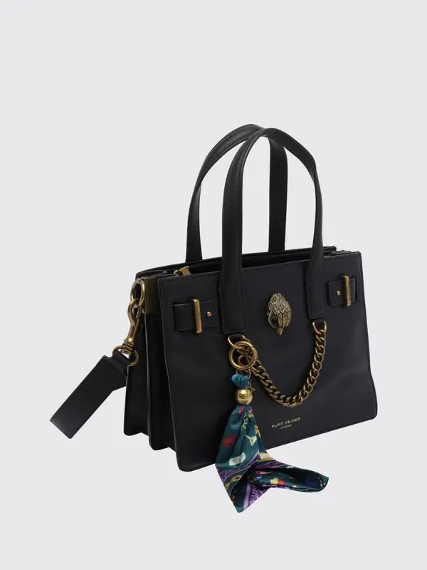 Kurt Geiger Sloane Embroidered Logo Calfskin Tote Bag - Black