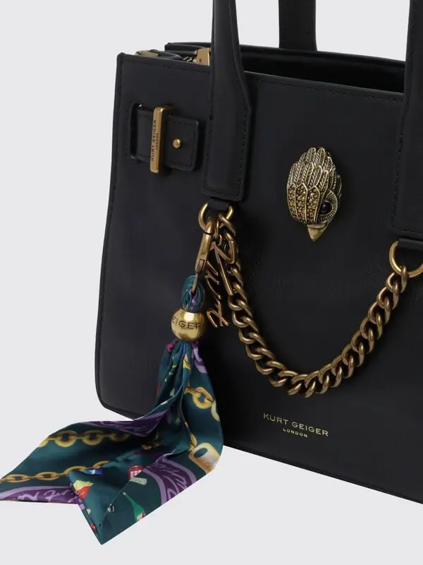 Kurt Geiger Sloane Embroidered Logo Calfskin Tote Bag - Black
