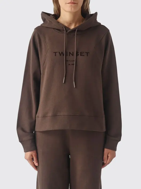 TWINSET 2-piece Jersey Tracksuit With A Hooded Sweatshirt And Pants - Brown