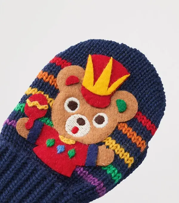 MIKI HOUSE Wool-blend Bear Mittens