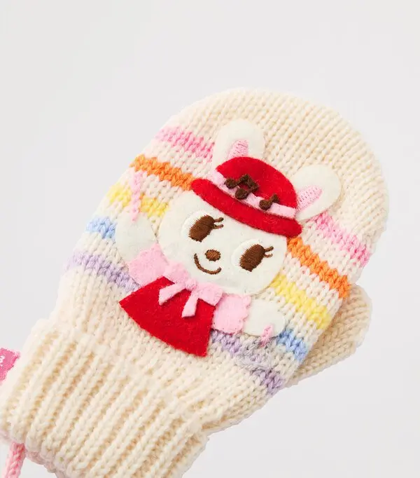 MIKI HOUSE Wool-blend Rabbit Mittens