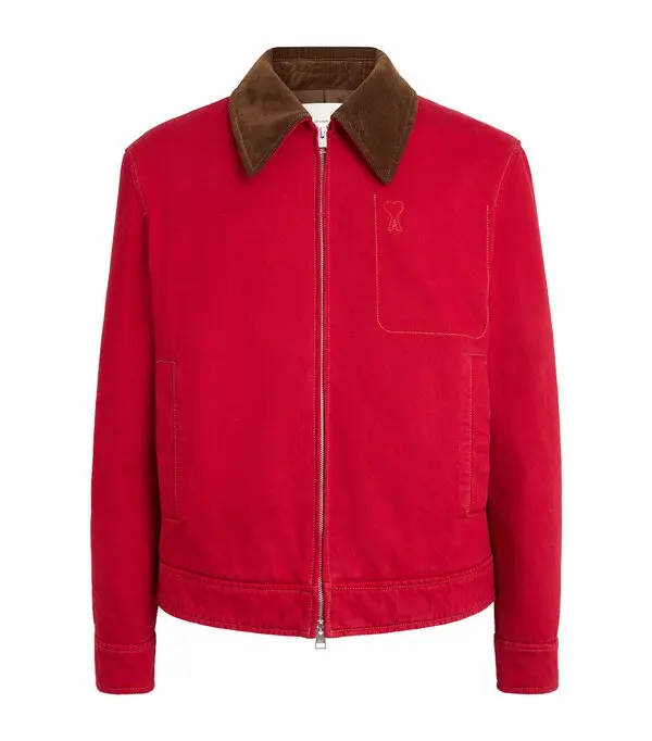 AMI Paris De Coeur Contrast-collar Jacket