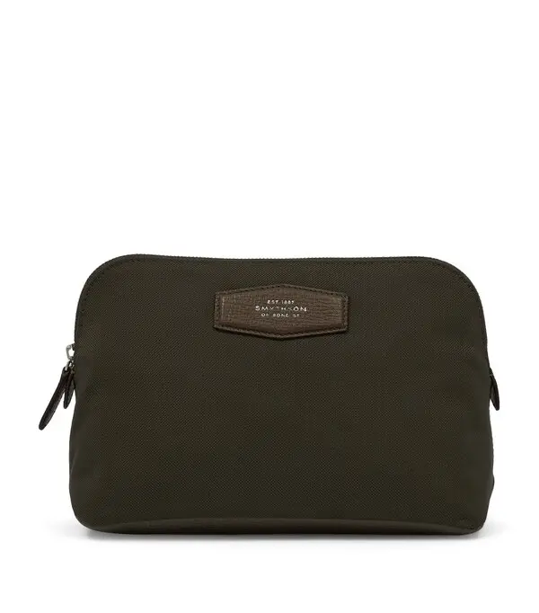 Smythson Canvas Wash Bag - Green