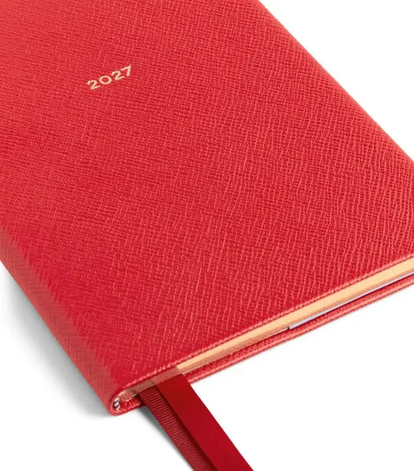 Smythson Leather Soho Weekly Diary 2027 - Red