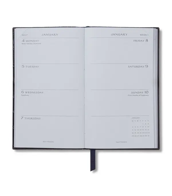 Smythson Leather Panama Weekly Diary 2027 - Blue