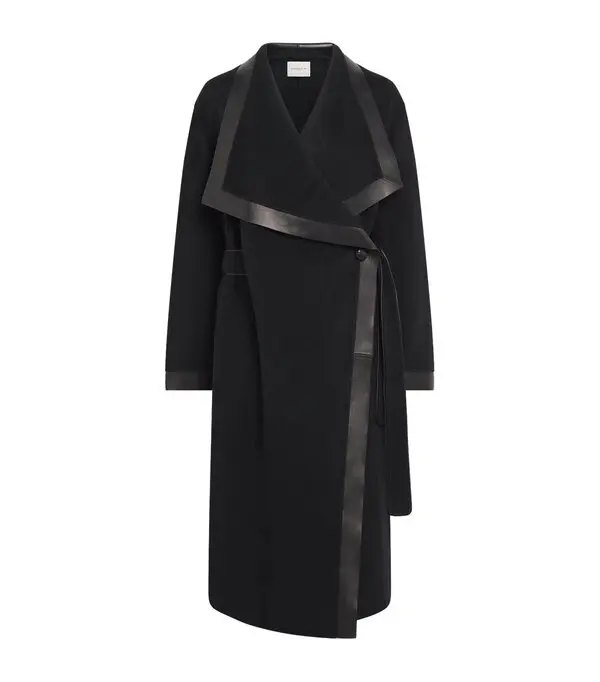 Lafayette 148 New York Cashmere Leather-trim Wrap Coat