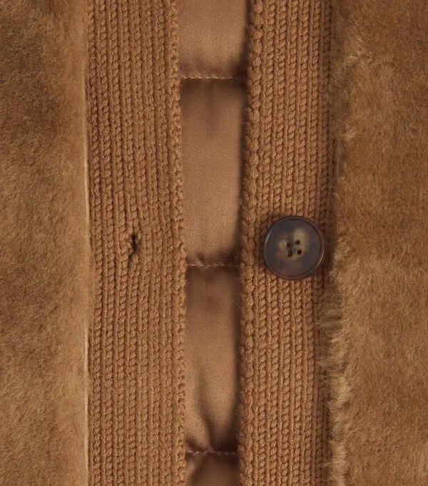 Lafayette 148 New York Shearling-camel Hair Quilted Gilet