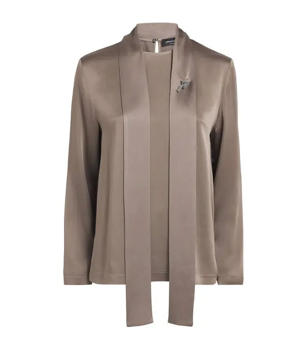 Fabiana Filippi Satin Asymmetric Ruched Blouse
