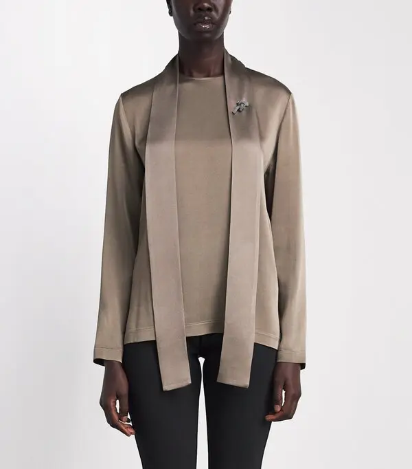 Fabiana Filippi Satin Asymmetric Ruched Blouse
