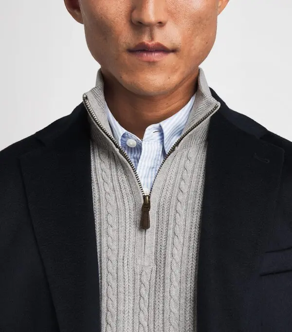 Polo Ralph Lauren Cotton Cable-knit Quarter-zip Sweater - Grey