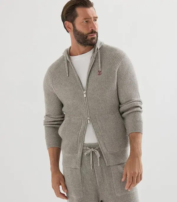 Brunello Cucinelli Cashmere Rib-knit Zip-up Cardigan