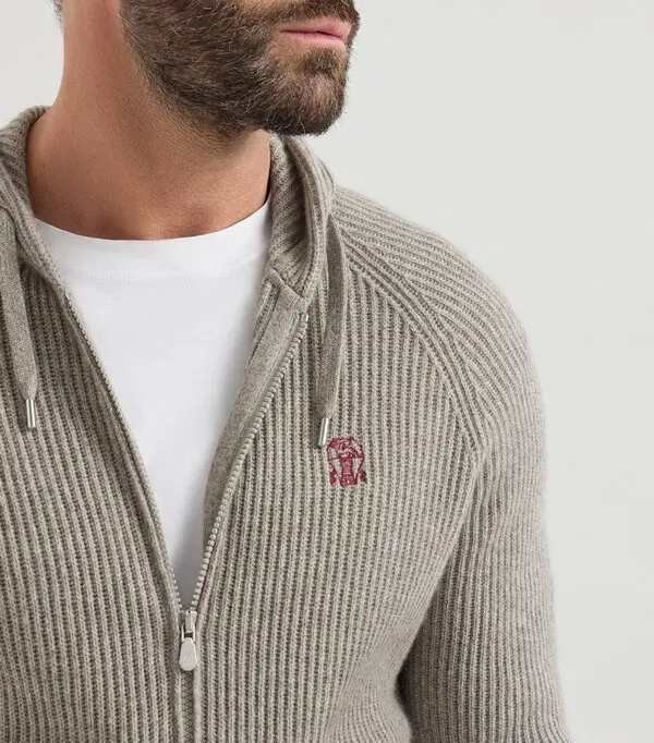 Brunello Cucinelli Cashmere Rib-knit Zip-up Cardigan