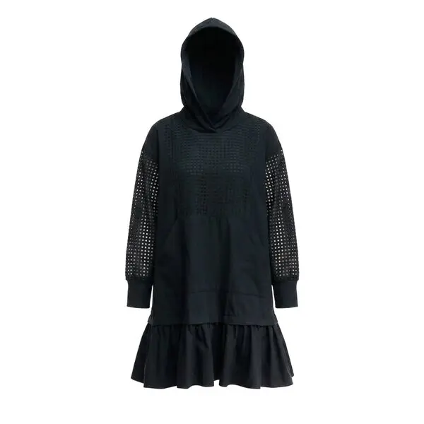 LARISA DRAGNA Hoodie-style Dress With A Gingham Insert