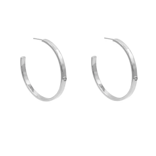 CIER Diamond Classic Hoop Earrings - Silver