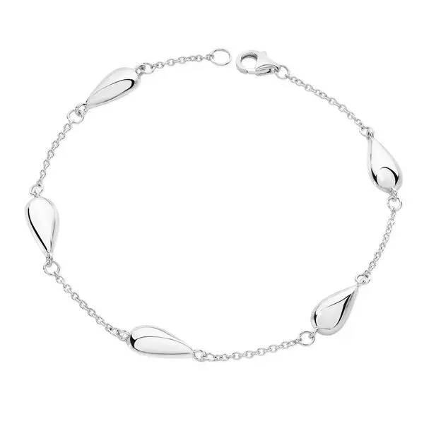 LUCY QUARTERMAINE Solid Sterling Station Tear Drop Bracelet - Silver