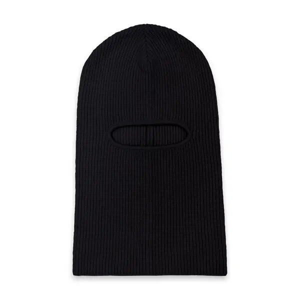 PAUL JAMES KNITWEAR Merino Cashmere Aurelius Fisherman Rib Balaclava - Black
