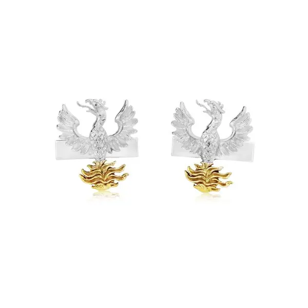 SIMON KEMP JEWELLERS Phoenix Cufflinks Eighteen Carat Gold On Solid Sterling Recycled - Silver