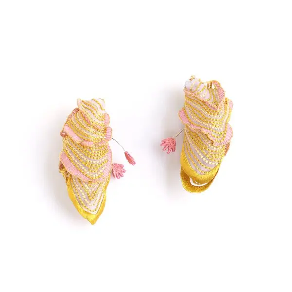 NANA WATANABE Gold / Yellow See The Light Luminous Embroidered Earrings Gold - Gold/yellow