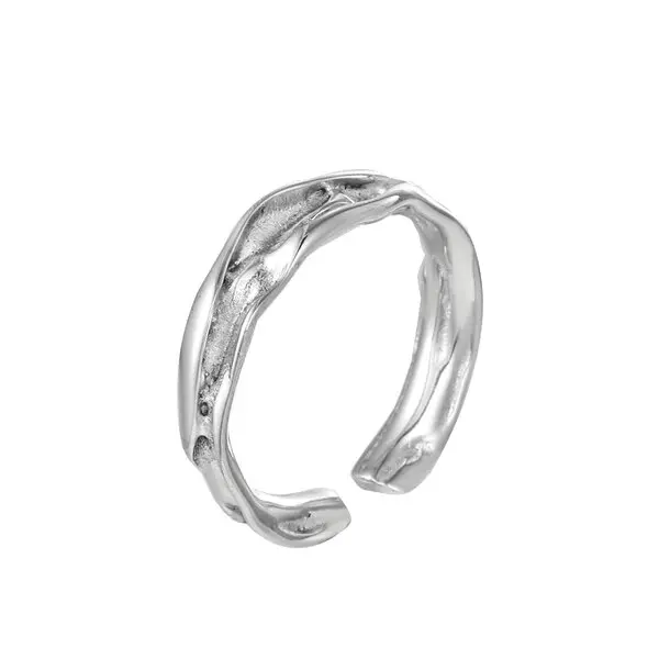 EVERY WAVE Magma Irregular Foil Textured Sterling Ring