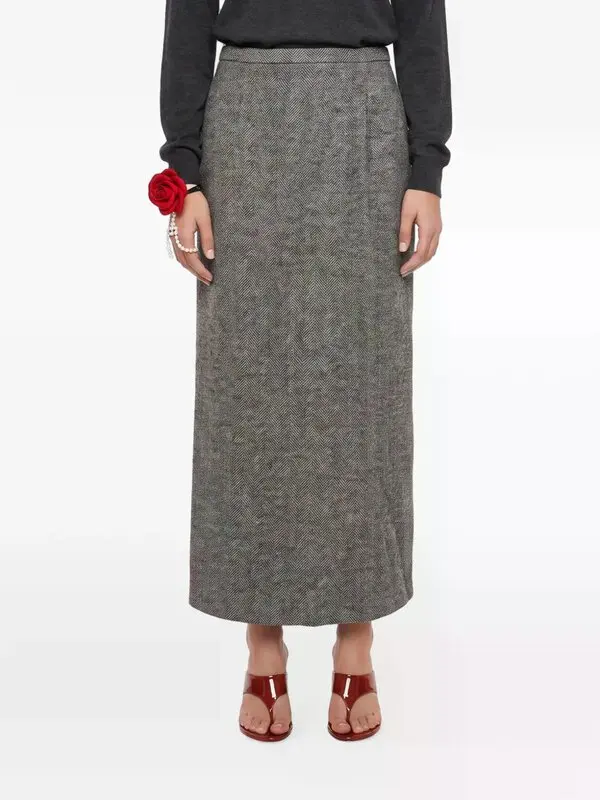 Magda Butrym Herringbone-pattern Wrap Maxi Skirt