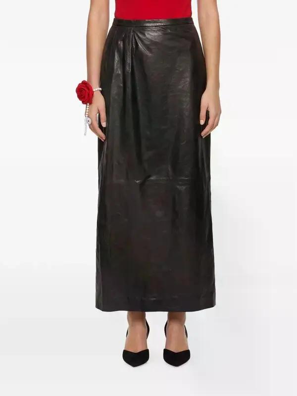 Magda Butrym Pleated Leather Maxi Skirt