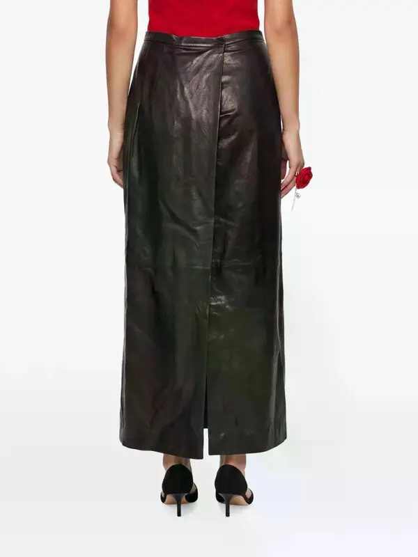 Magda Butrym Pleated Leather Maxi Skirt