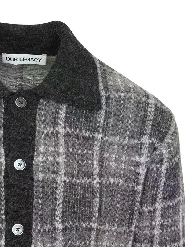 Our Legacy Evening Check-pattern Knit Cardigan - Grey