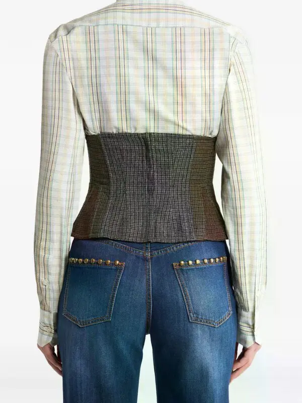Etro Wool Corset Belt With Houndstooth Motif