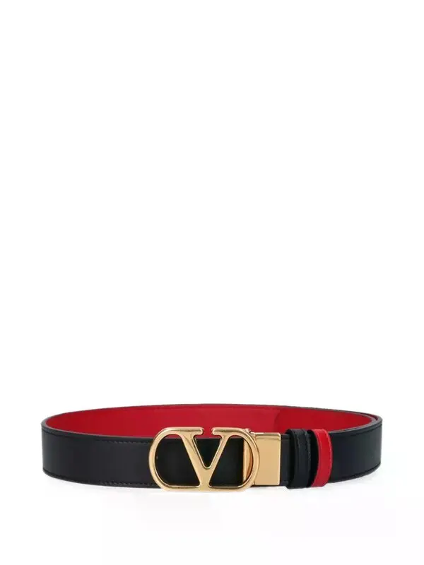 Valentino Garavani Vlogo Signature Reversible Shiny Calfskin Belt 30mm / 1.2 - Black