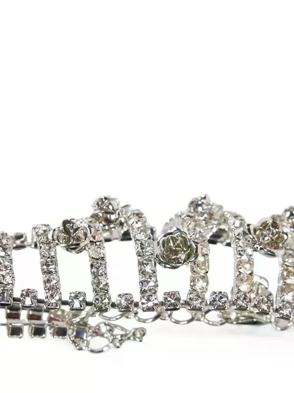 Magda Butrym Rhinestone-embellished Floral-detail Necklace - Silver