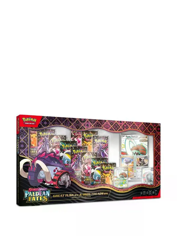 POKEMON Scarlet & Violet Paldean Fates Great Tusk Ex & Iron Treads Ex Premium Collection Box - Black