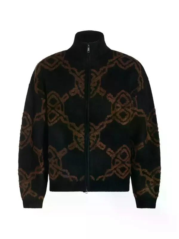 DAILY PAPER Shield Monogram-pattern Zip-up Sweater