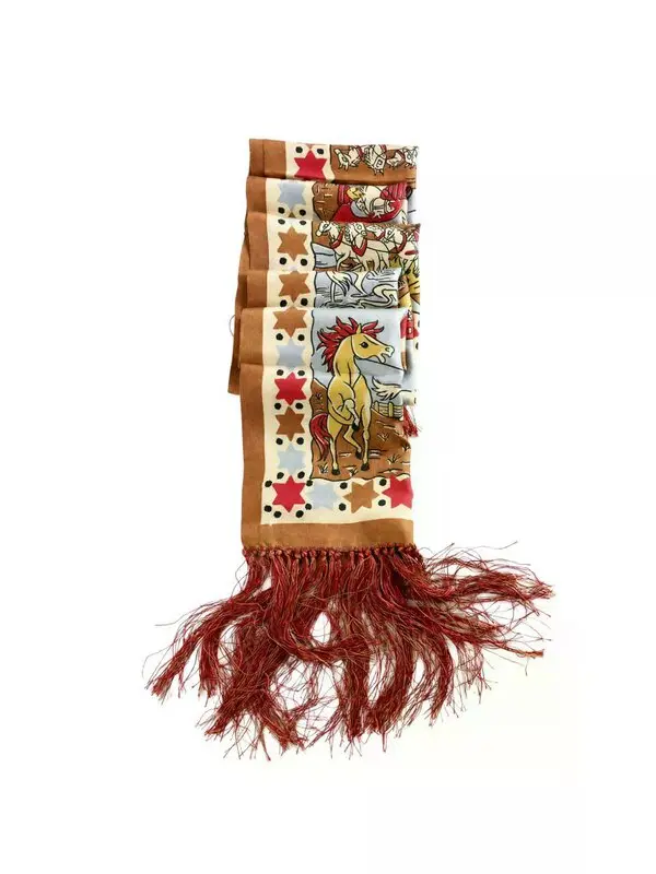 BODE Cowboy Comic Graphic-print Fringed Scarf