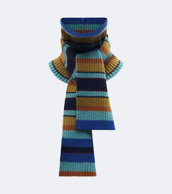 Dries Van Noten Ribbed-knit Striped Wool Scarf