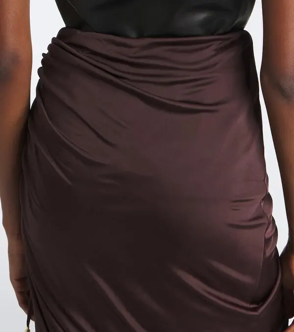 Balmain Ruched Jersey Midi Skirt