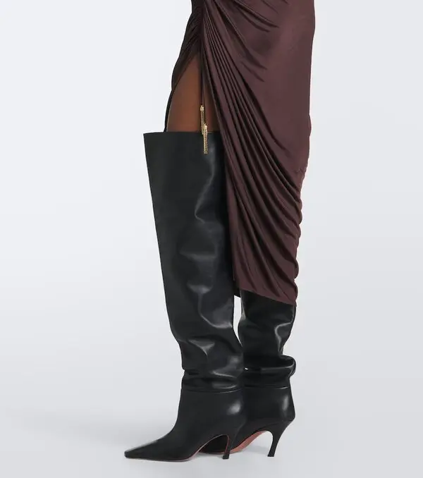 Balmain Ruched Jersey Midi Skirt