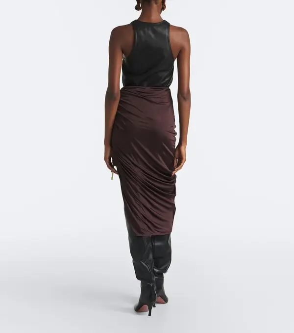 Balmain Ruched Jersey Midi Skirt