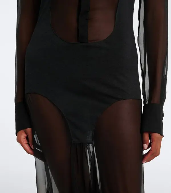 JEAN PAUL GAULTIER Knitted Silk-trimmed Shirt Dress