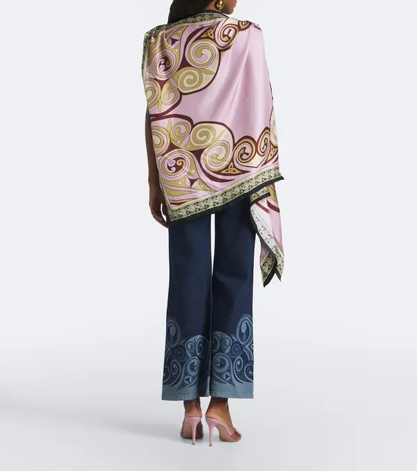 La DoubleJ Cropped Printed Flared Jeans