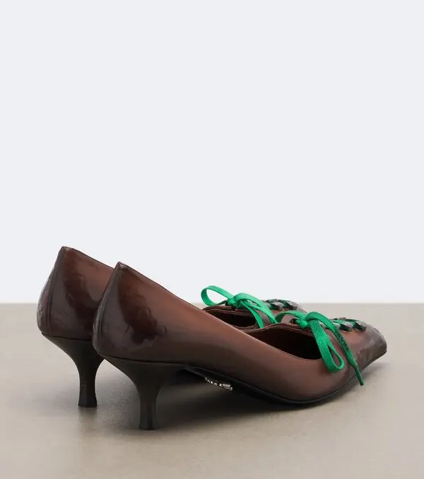 Prada Leather Lace-up Pumps