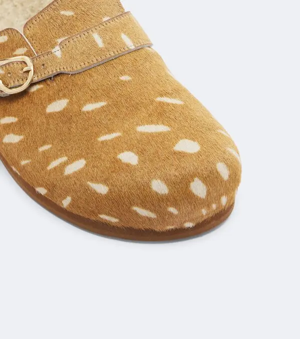 ANCIENT GREEK SANDALS Vasilitsa Shearling-trimmed Calf Hair Clogs