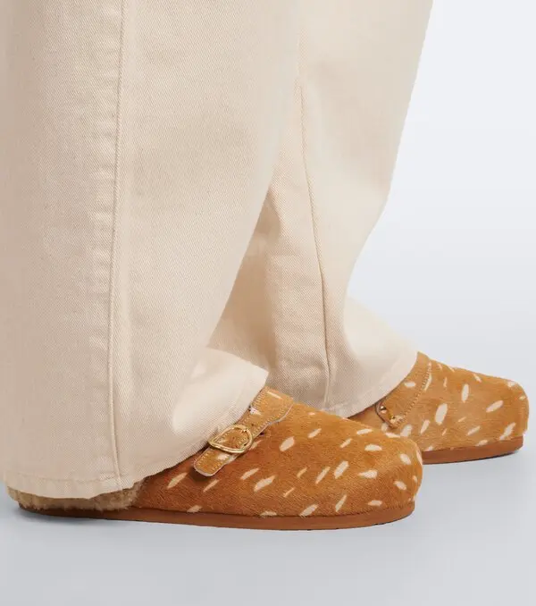 ANCIENT GREEK SANDALS Vasilitsa Shearling-trimmed Calf Hair Clogs
